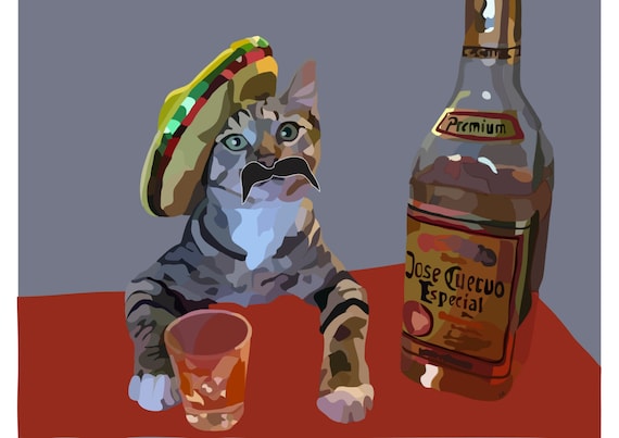 Mexican Cat Digital Art Print.... | Etsy