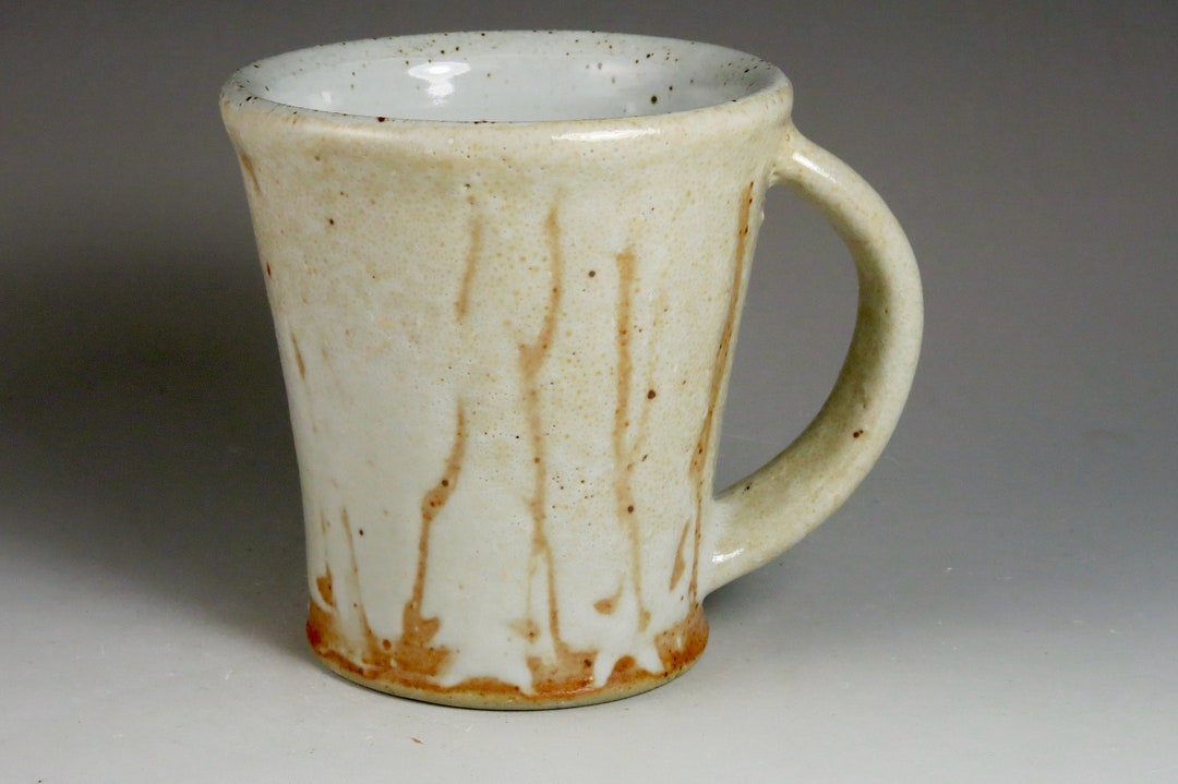 Cream and White Gas Fired Stoneware Mug, Coffee Cup, Tea Cup, Unique ...