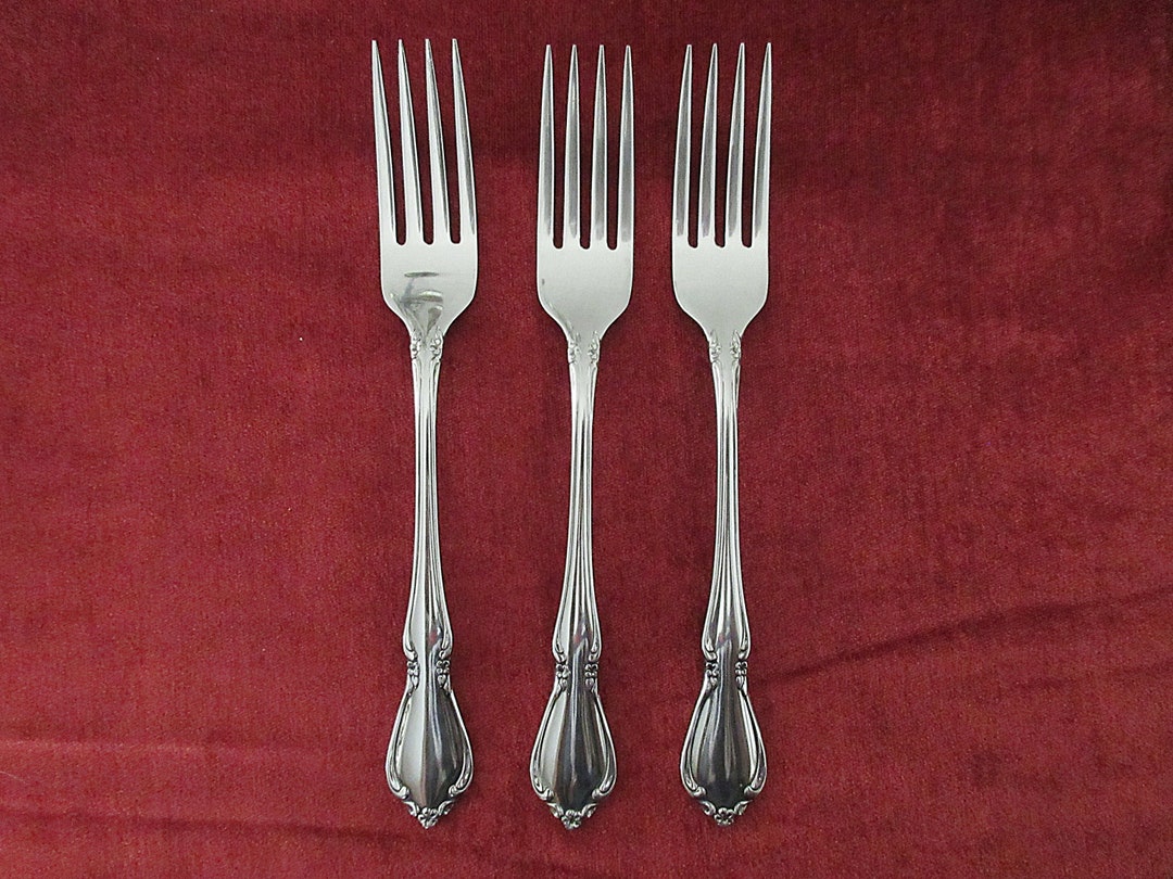3 Stainless Dinner FORKS From ONEIDA Deluxe Stainless Flatware Elegant ...