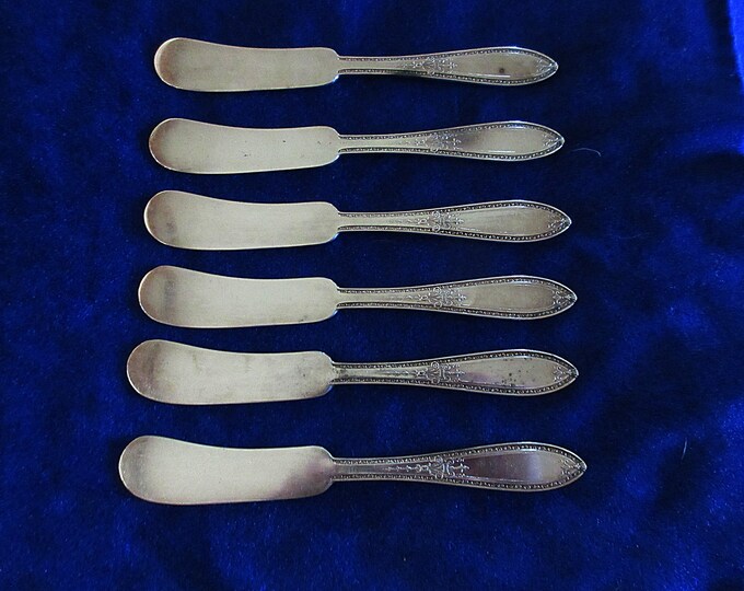 6 Ind Silverplate Flat Handle Butter KNIVES Rogers/oneida Silverware ...
