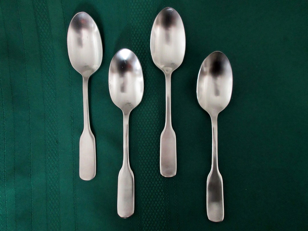 4 Heavier Weight Upcycled STAINLESS Oval Gumbo Soup SPOONS With FIDDLE ...