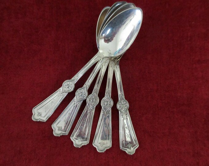 5 ANTIQUE 1880's Silverplate TEASPOONS From International Silverware ...