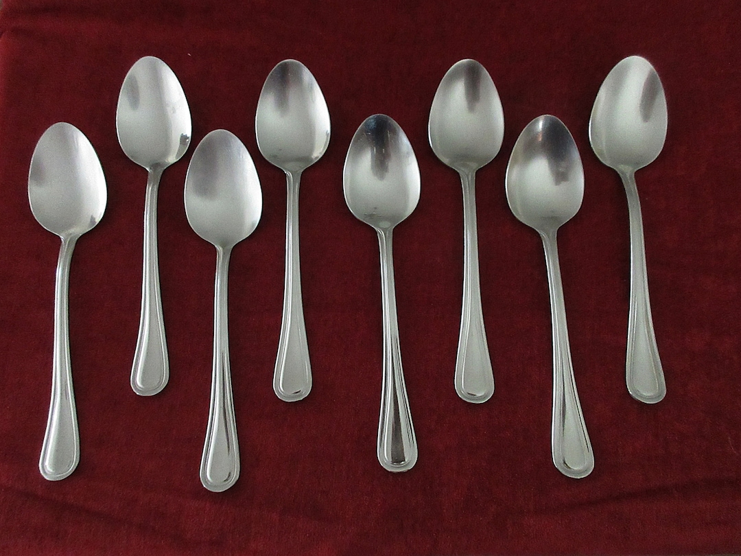 8 Stainless Oval Soup SPOONS From PFALTZGRAFF in a Traditional Pattern ...