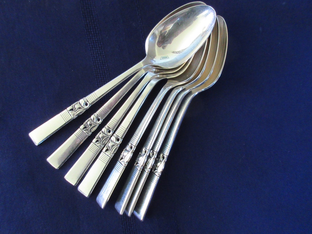 8 TEASPOONS Oneida Community Silver Plate Silverware/flatware MORNING ...