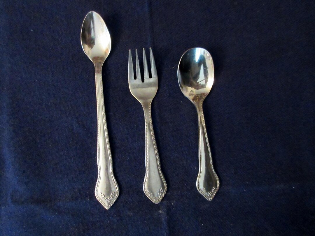 3 Pc Unmarked STAINLESS Baby/child/toddler/infant FLATWARE Silverware ...