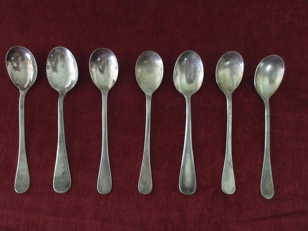 7 Small Assorted Antique Silverplate Coffee SPOONS From 1900'sin 18th ...