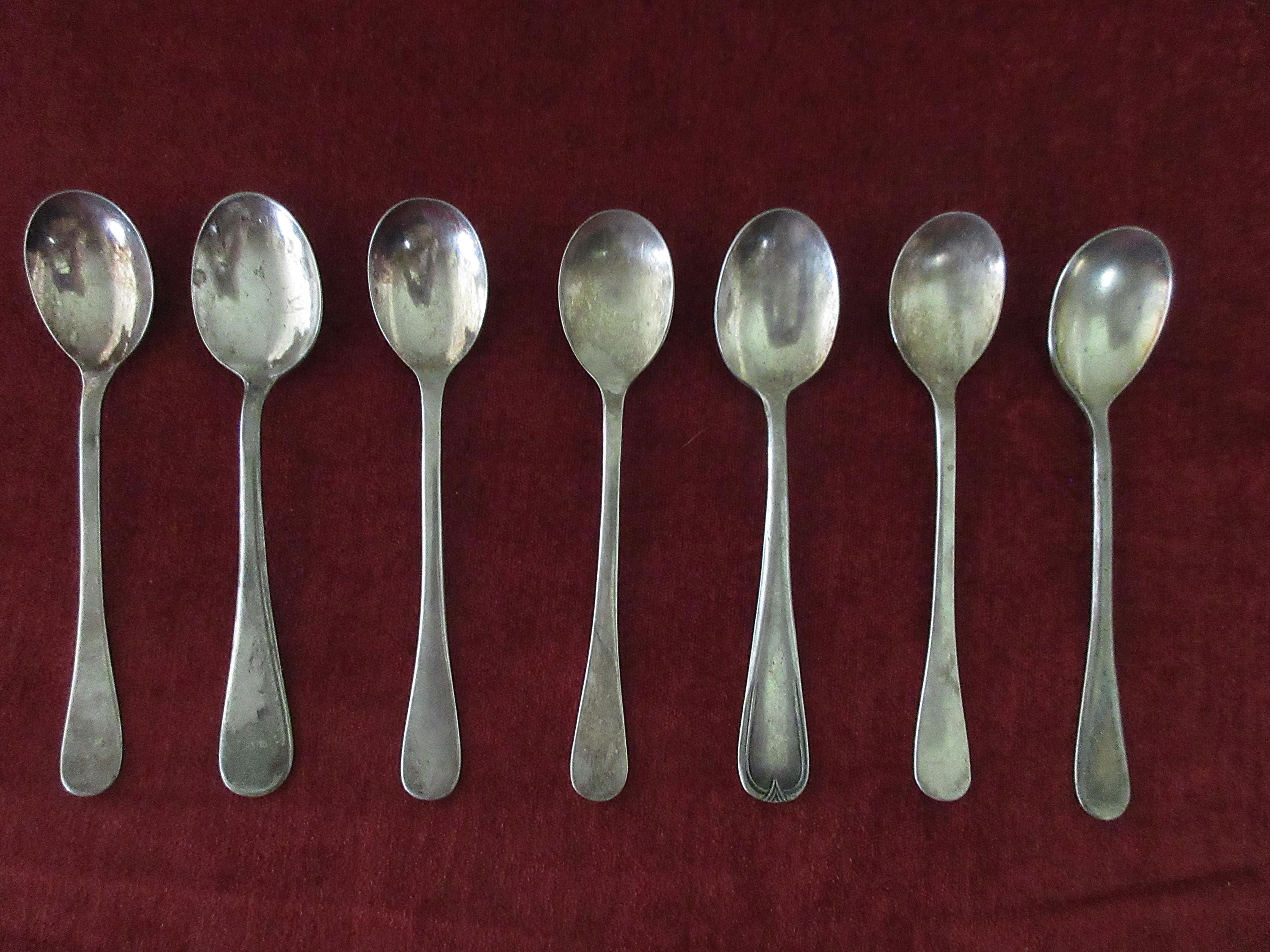 7 Small Assorted Antique Silverplate Coffee SPOONS From 1900'sin 18th ...