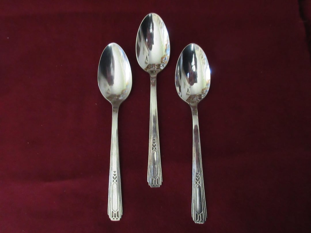 3 Silverplate Art Deco TEASPOONS From Tudor/community Flatware ...