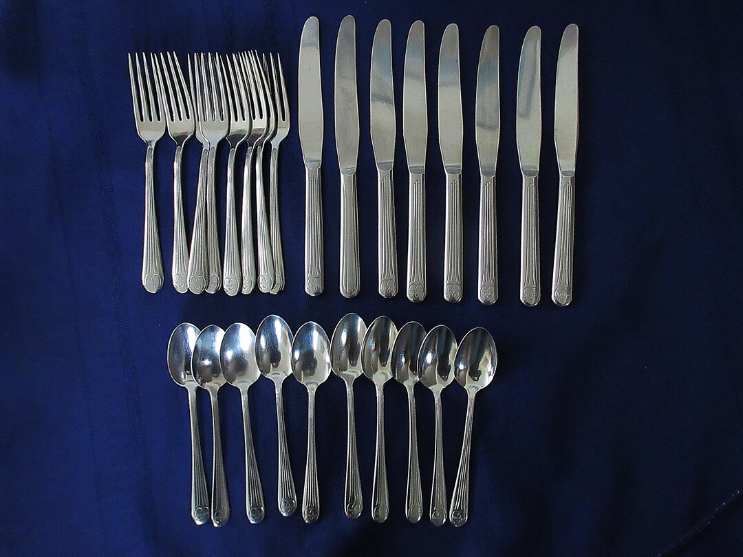 26 Pcs Rare 40's/50s Stainless Flatware Service/8 Marked WALGREENS Drug ...