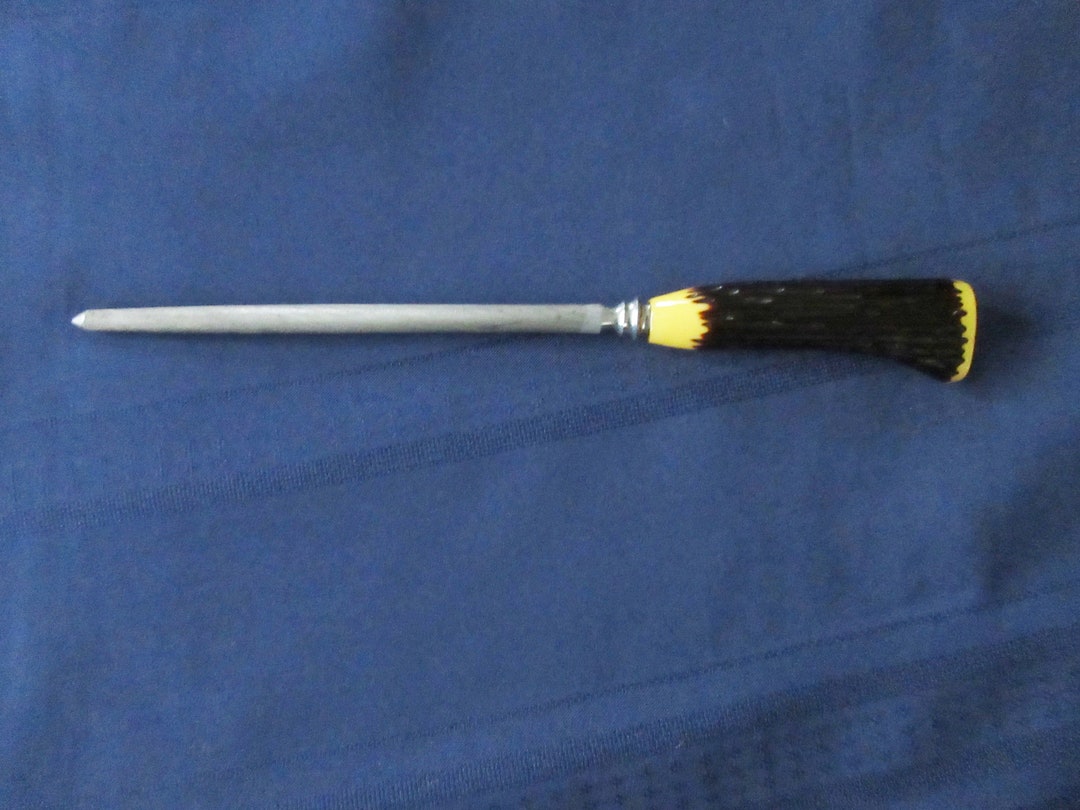 Look 13" Vintage Knife HONING Sharpening STEEL With Faux Antler/horn ...