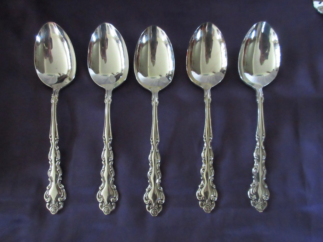 5 Silverplate Gumbo Soup/serving SPOONS From Oneida Collectable MODERN ...
