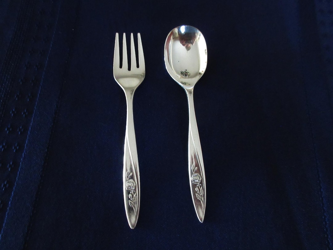 Look 2 Pc Mid-century Modern Silverplate Toddler/child Flatware Set ...