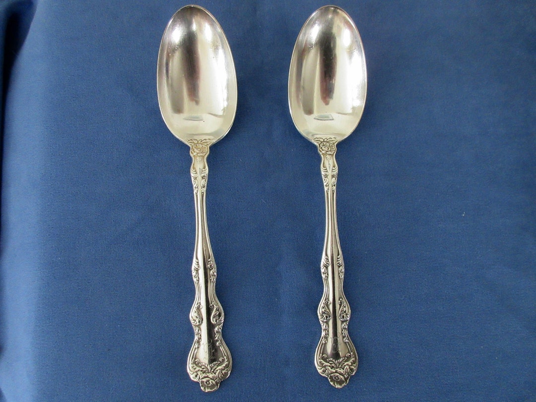 2 Fancy Antqiue Silverplate Serving SPOONS Holmes & Edwards ...