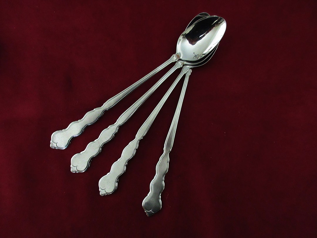 4 Tall Stainless Sundae Ice TEASPOONS From Oneida Deluxe in Modern ...