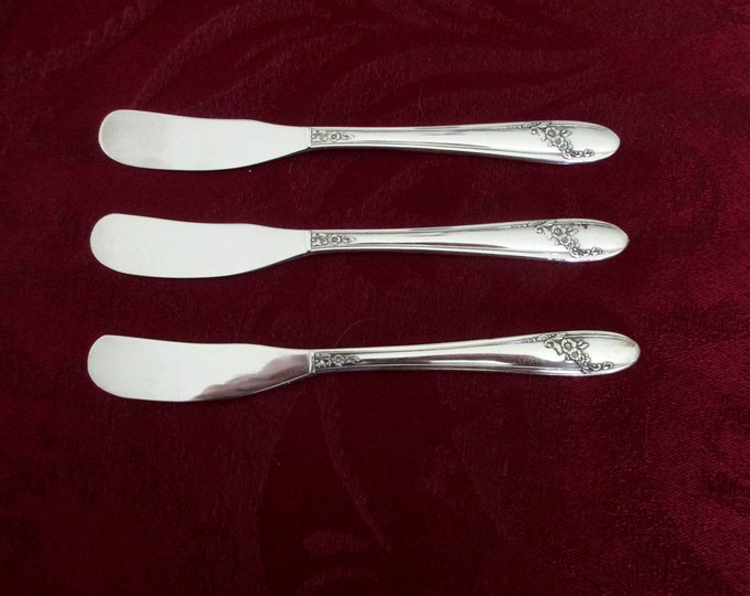 3 Individual Silverplate Flat Handle Butter Spreaders/knives Tudor ...