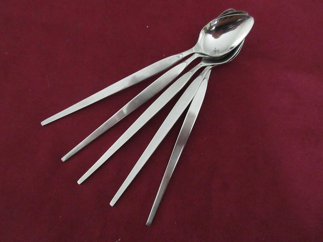 5 Tall Modern Stainless Ice Tea/sundae SPOONS From ONEIDA Community ...
