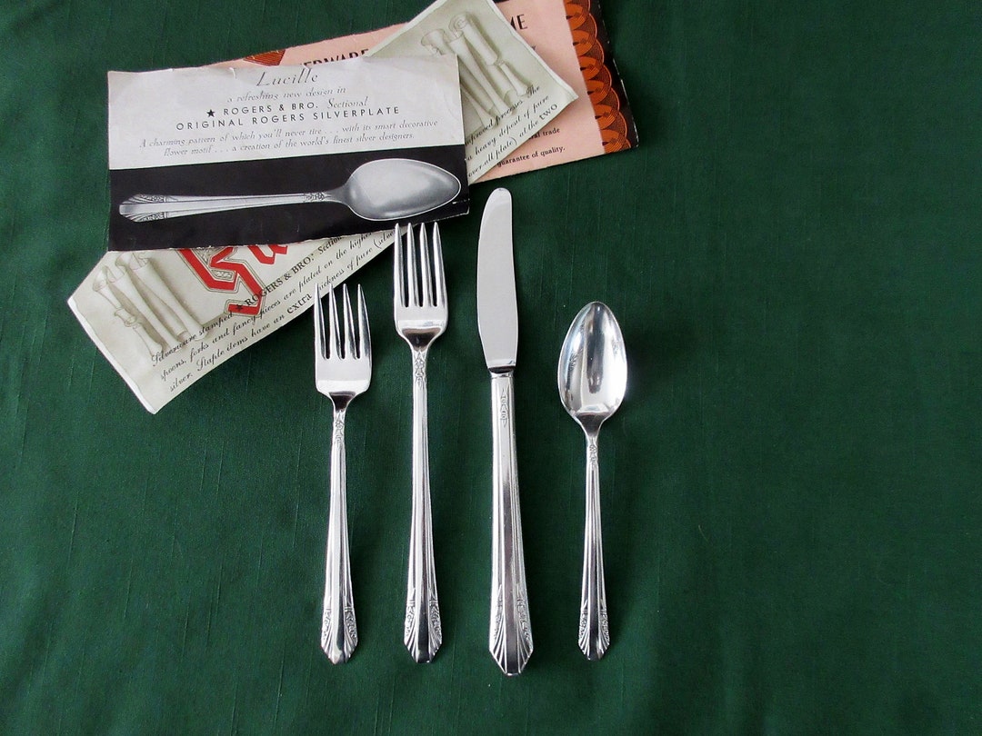 134 Pcs Silverplate Flatware Ser/29 Art Deco Luncheon Set in LUCILLE ...