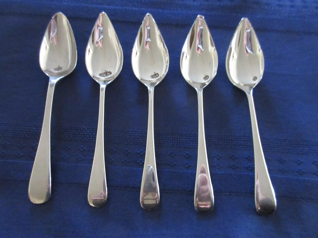 5 Stainless Fruit/grapefruit SPOONS From BUTLER England in the RATTAIL ...