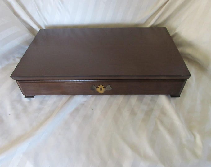 Ex-l 80's Wooden International Silver STORAGE BOX CHEST W/early ...