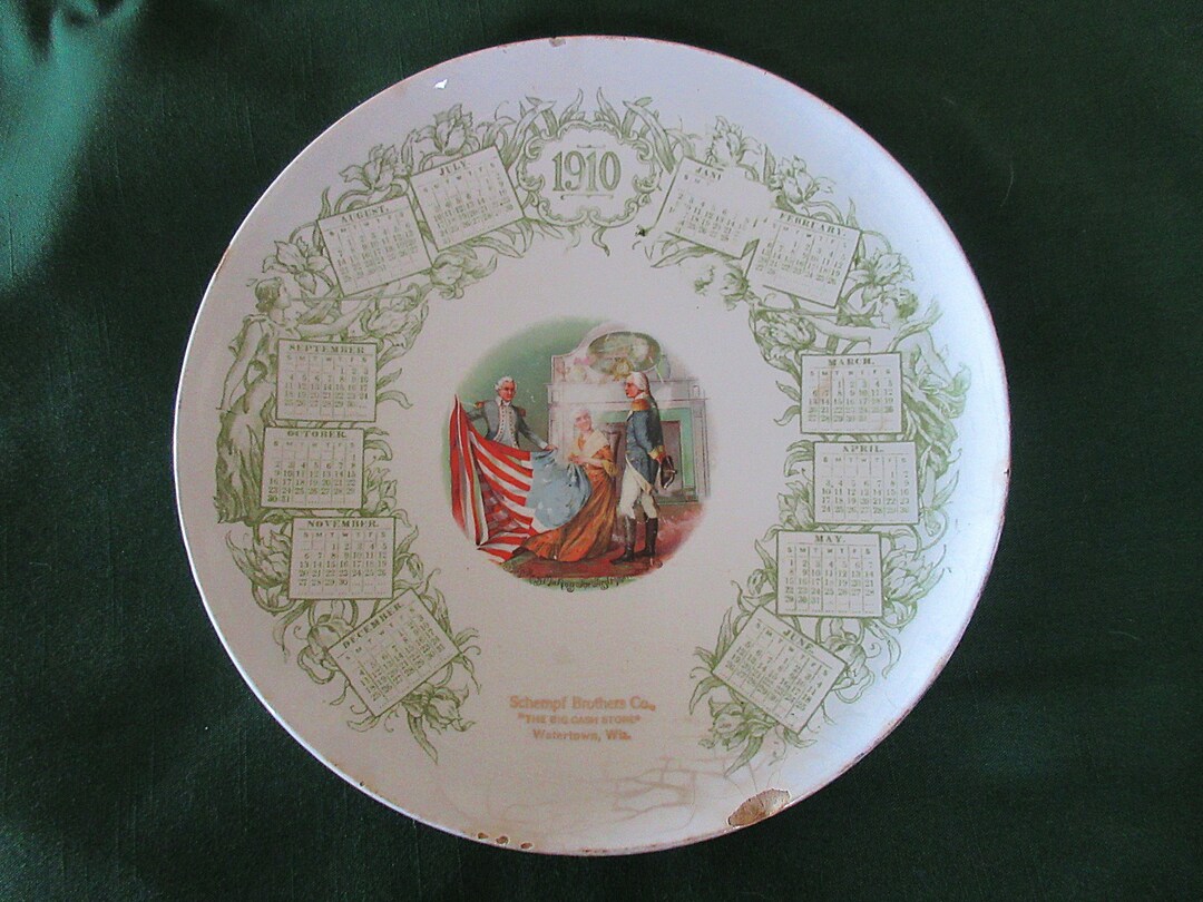 1910 Calendar Advertising PLATE Groceries SCHEMPF Bros the Big Cash ...