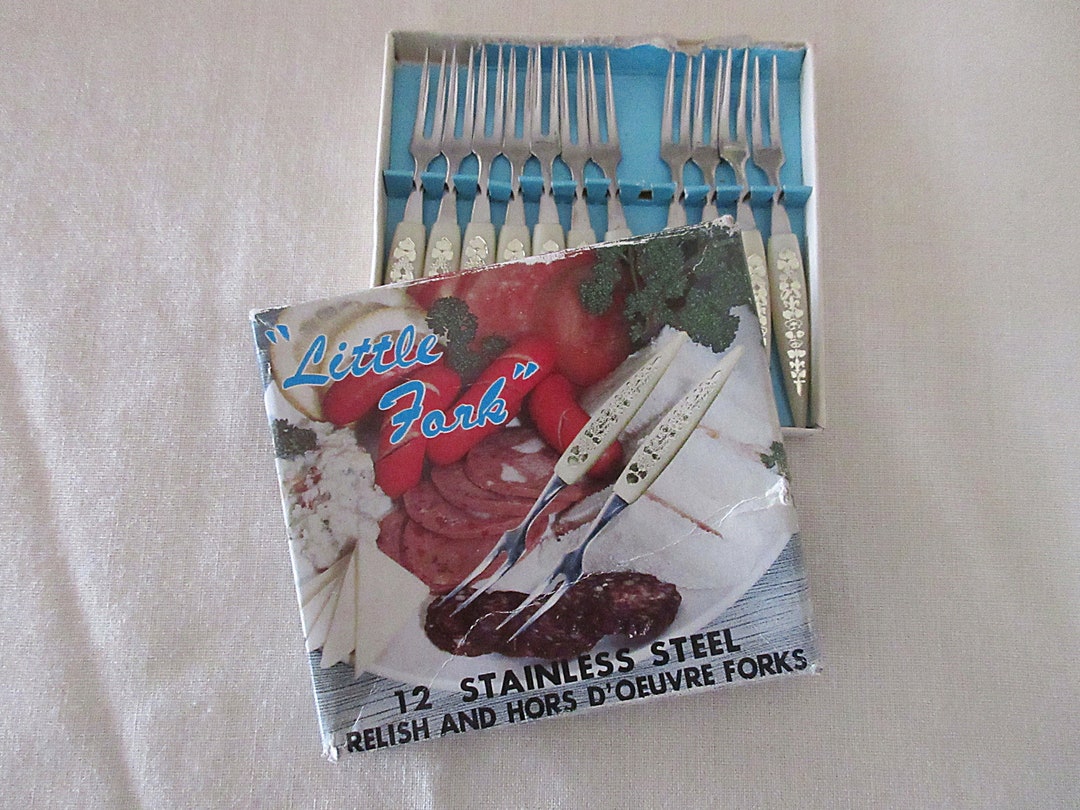 11 Sm Tiny Stainless Mid-century Modern Tid Bit/tidbit FORKS With Ivory ...
