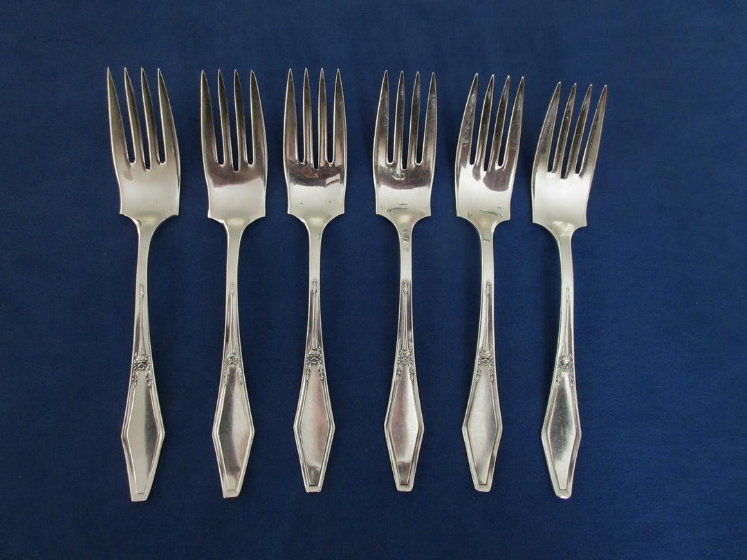 6 Silverplate Salad/dessert FORKS From Holmes & Edwards/international ...