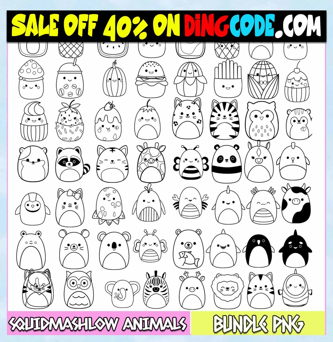 Mega Bundle Squishmallow Png Clipart, Cute Printable Sticker ...