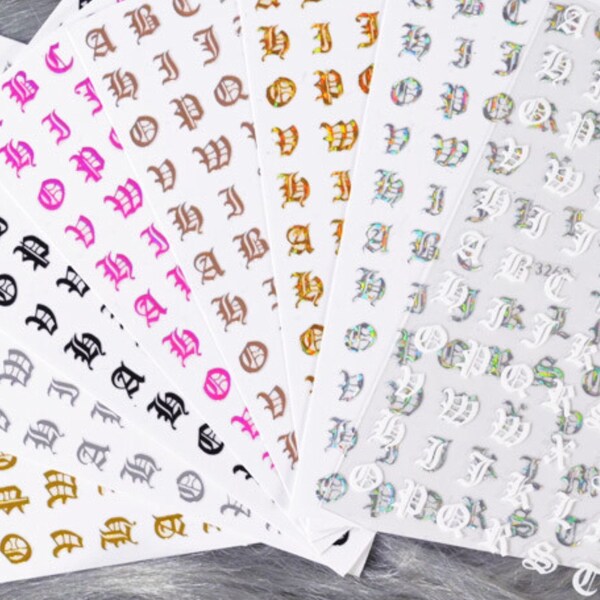 Letter Nail Decals - Etsy