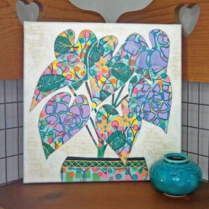 Spring Day Acrylic Painting, 12 X 12 Painting for Home Decor, Plant Lovers, Gifts, Leafy Design ...