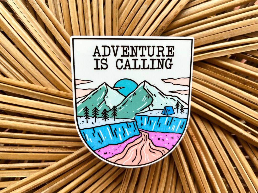 Adventure is Calling Sticker: Outdoor Hiking Badge, Laptop Decal - Etsy