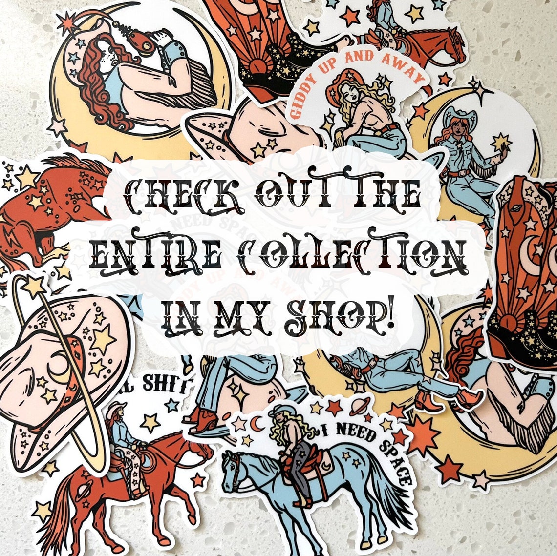 Cosmic Cowgirl Stickers Space Cowgirl Hat Western Sticker - Etsy