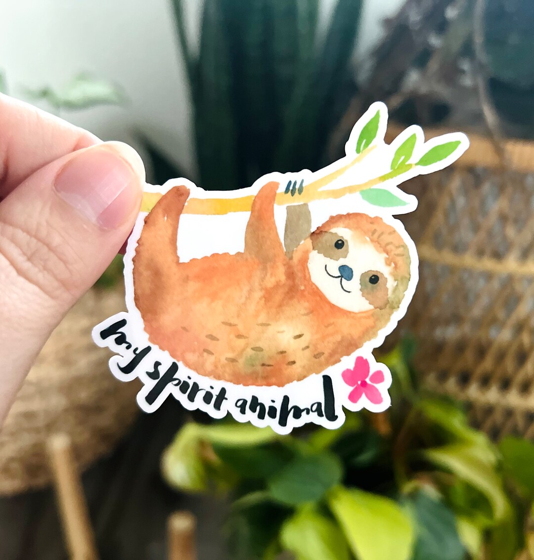 Sloth Spirit Animal Sticker, Sloth Water Bottle Laptop Decal ...
