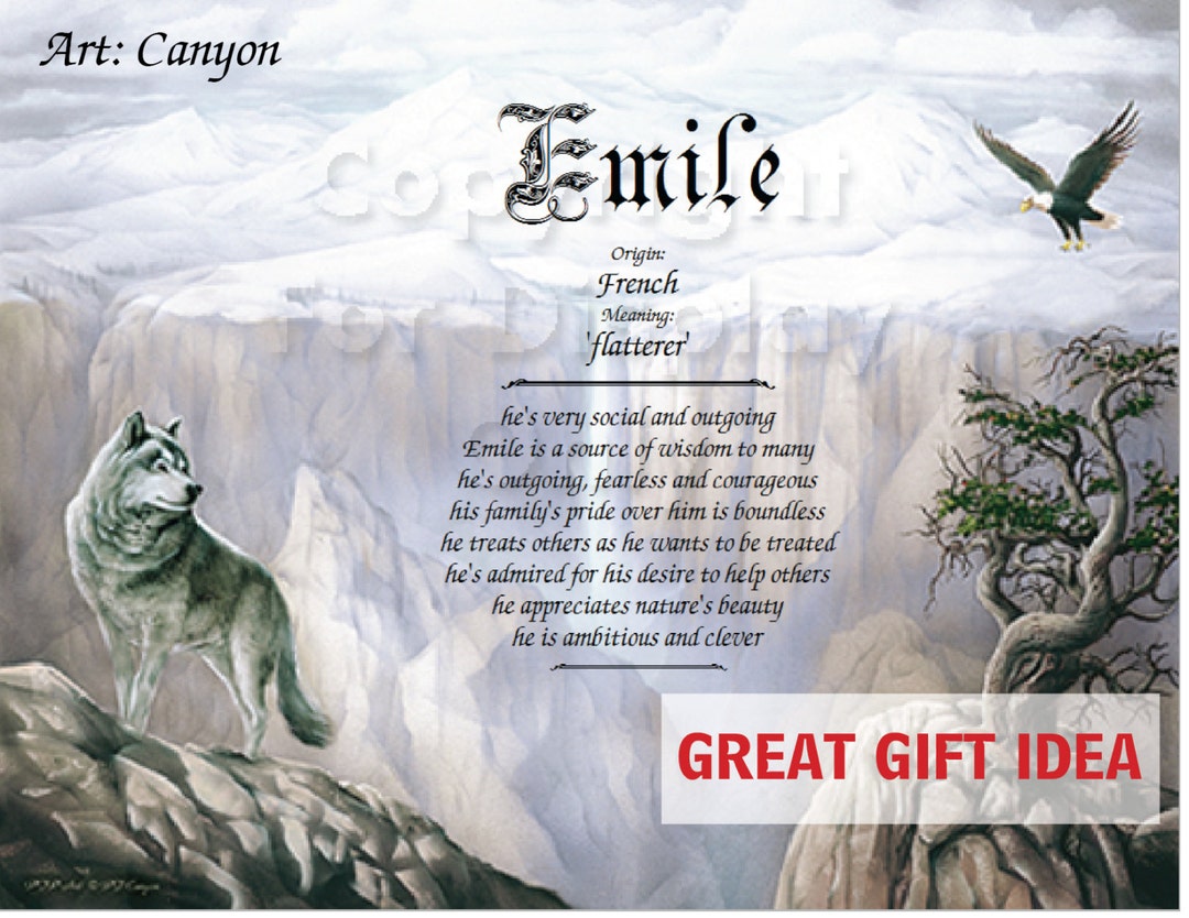 Name Meaning Print Personalized Name Print With Character Traits ...