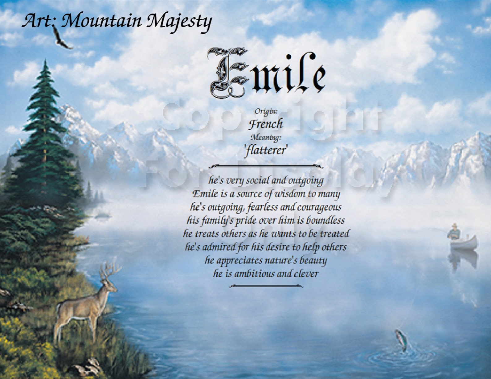 Name Meaning Print Personalized Name Print With Character Traits ...