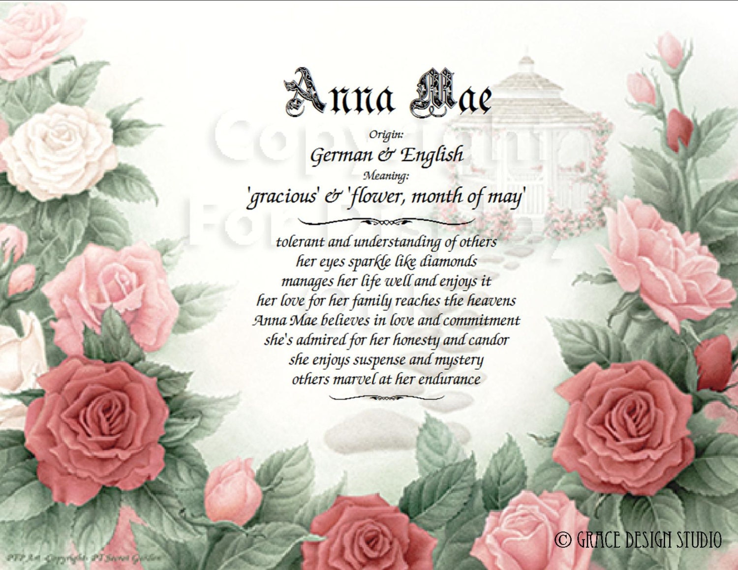 Personalized Name Meanings Print With Character Traits Baby - Etsy