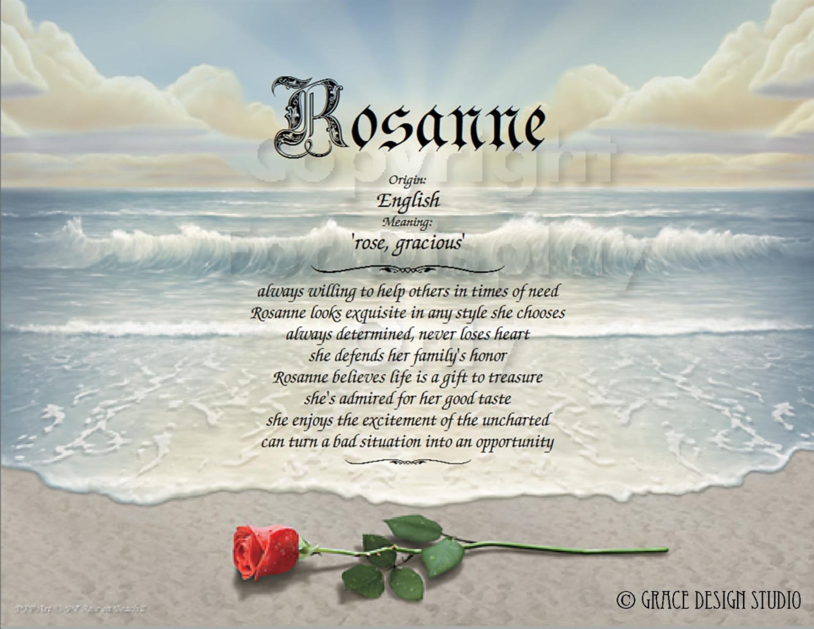 Personalized Name Meaning Print First Name Meaning With Character ...