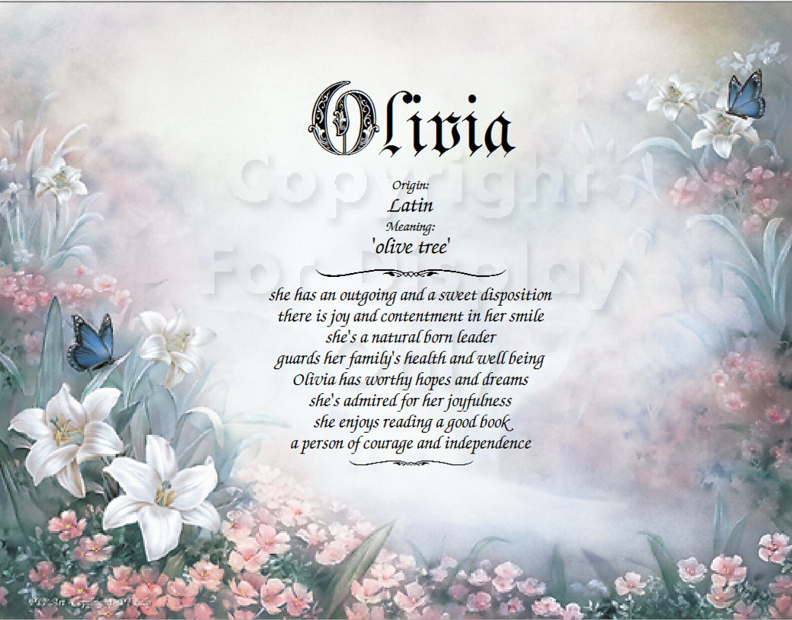 Personalized Name Meaning Print With Character Traits Printed - Etsy