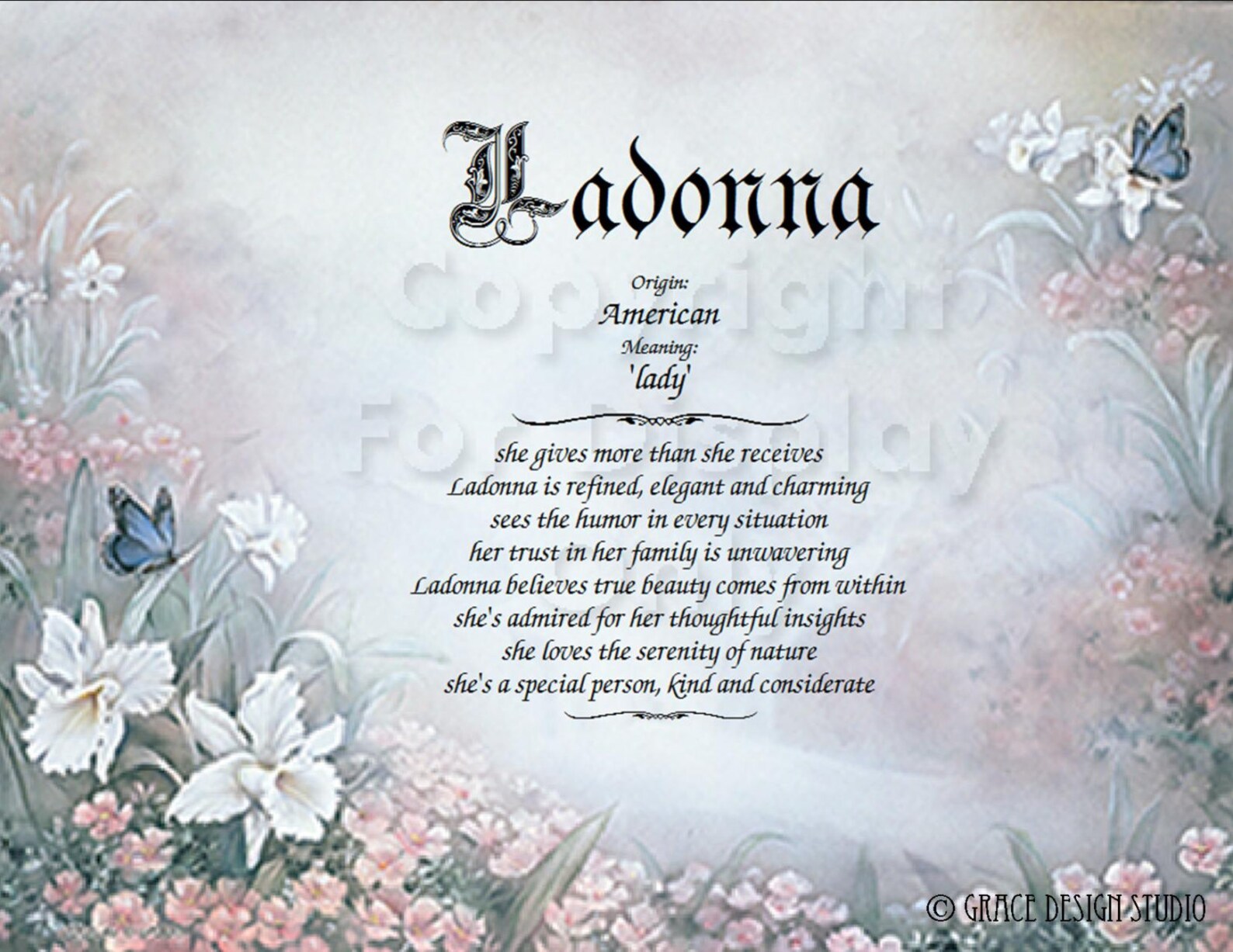 Personalized Name Meanings Print With Character Traits Baby - Etsy