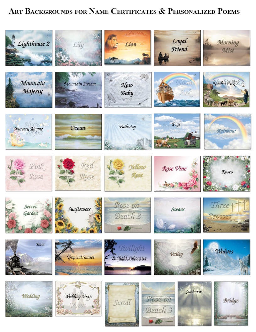 Personalized Custom Poem Printed on Choice Background Printed Poem ...