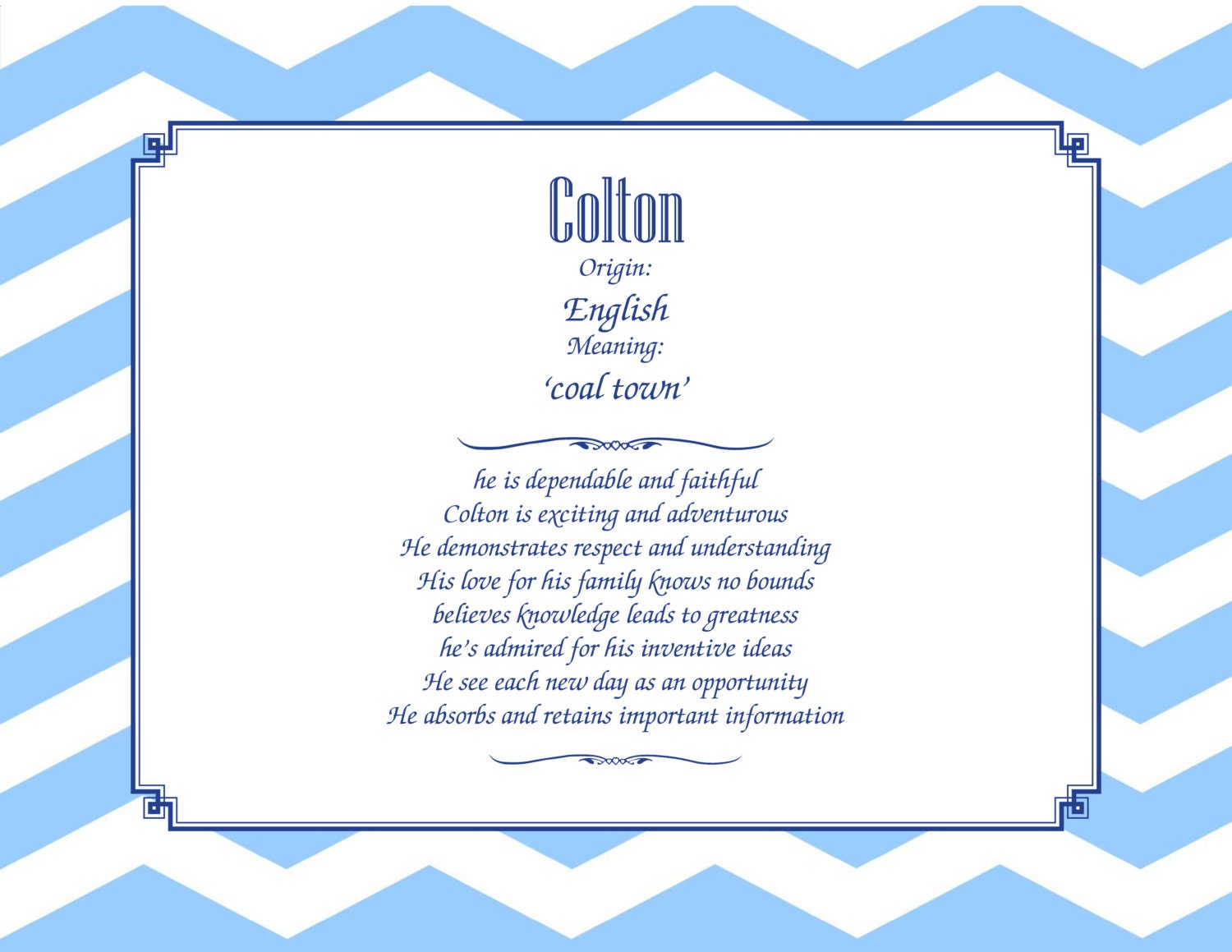 Baby Name Meaning and Character Traits Nursery Print Ready to - Etsy