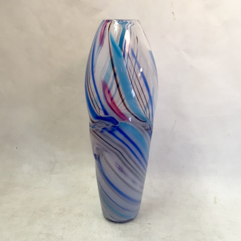 Twisted Multi Color Vase. Blue and White With Purple and Black Accents ...