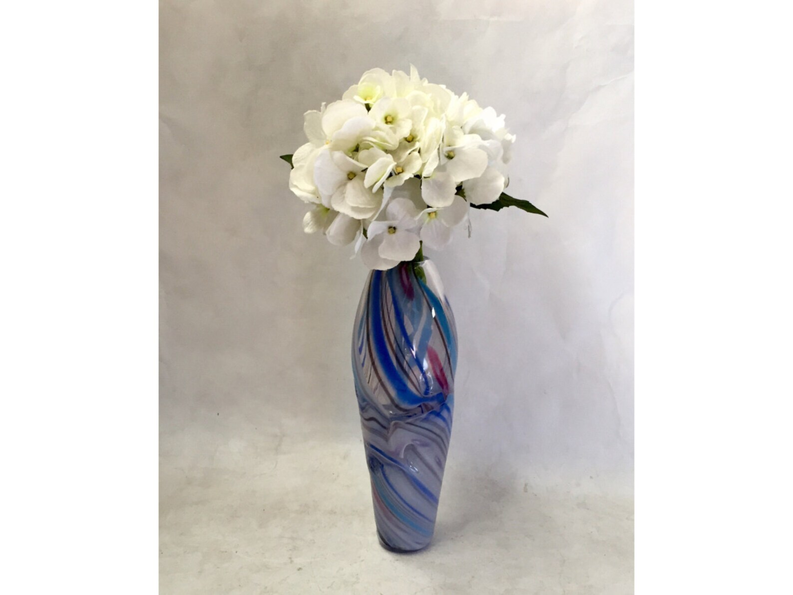 Twisted Multi Color Vase. Blue and White With Purple and Black Accents ...
