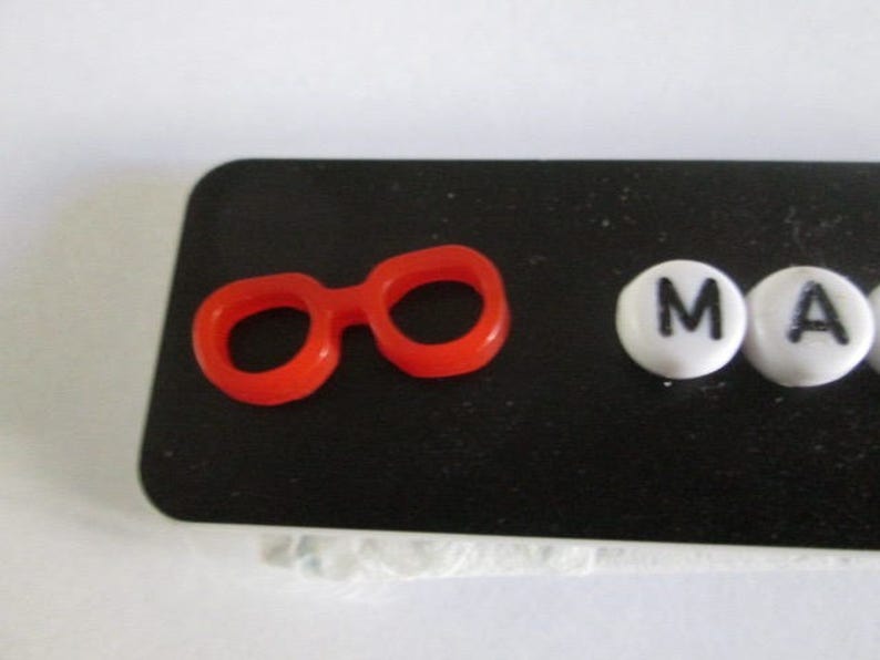 Name Tag ID Badge Custom Magnet or Pin Backing Eye Glasses Charm ...