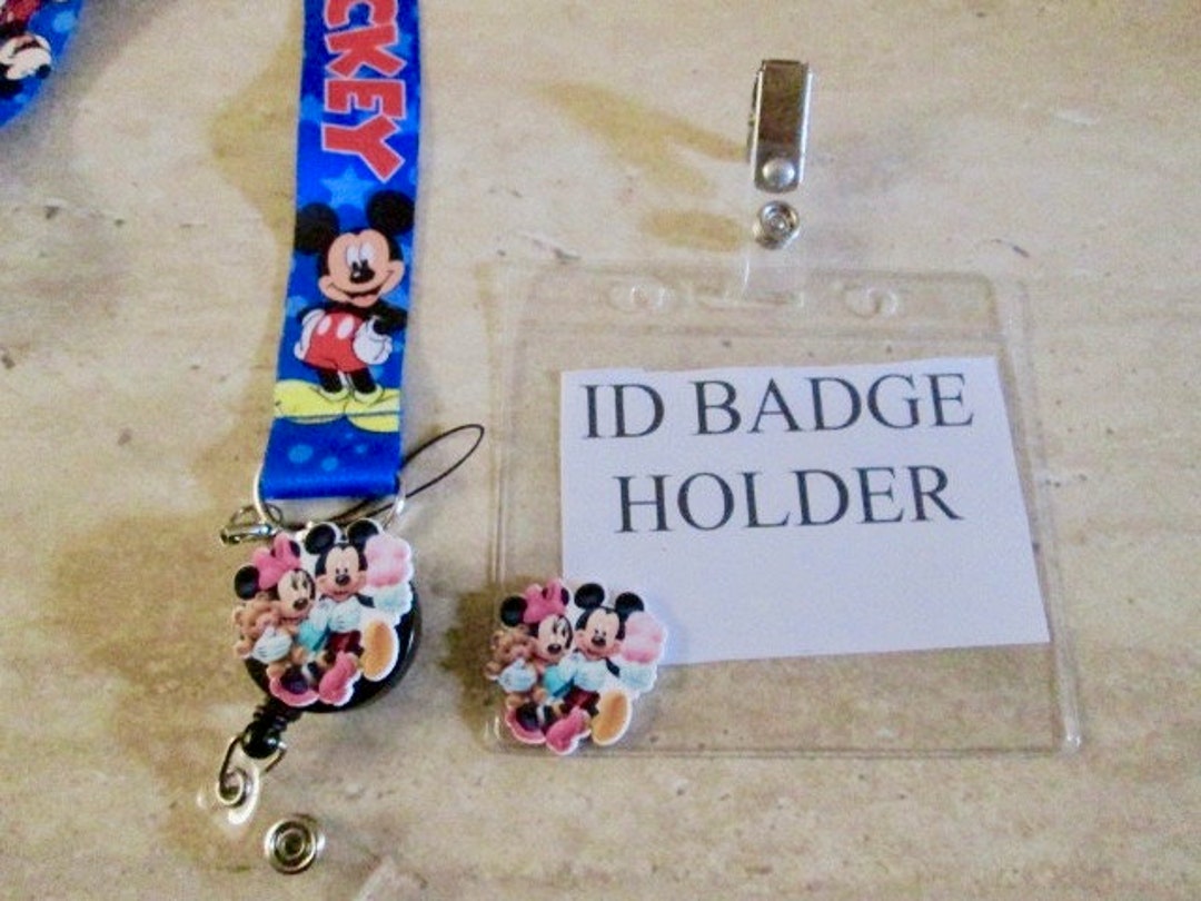 Lanyard Minnie Mickey Mouse ID Badge Retractable Reel,card Holder ...