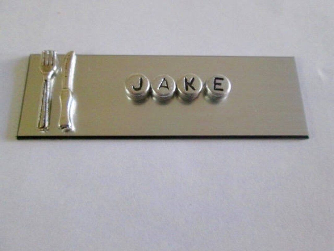 Name Tag ID Badge Custom Pin or Magnet Backing With Knife and Fork ...