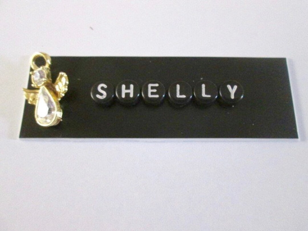 Name Tag ID Badge Custom Magnet or Pin Backing With Angel Charm ...