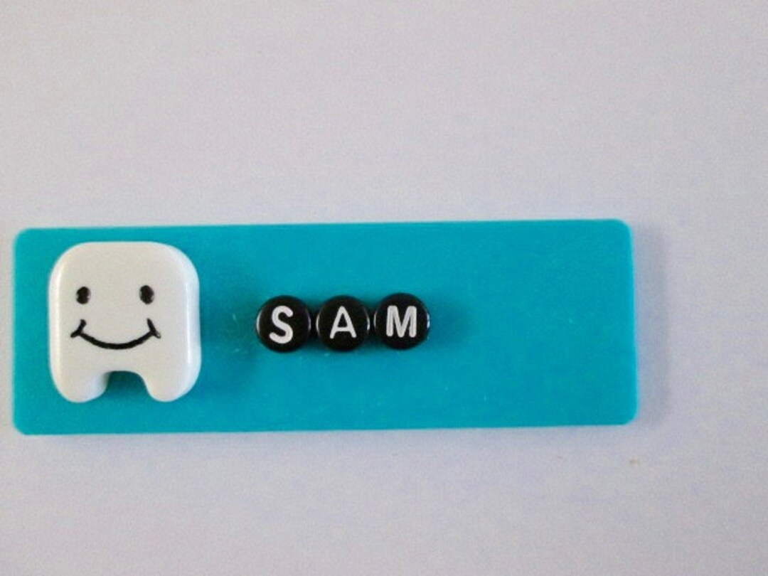 Name Tag ID Badge Custom Magnet or Pin Backing With Tooth Charm ...