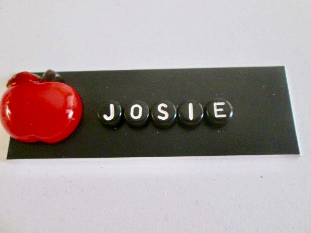 Name Tag ID Badge Custom Pin or Magnet Back Apple Charm, Personalized ...