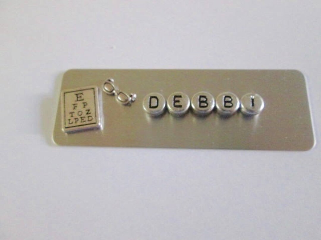 Name Tag ID Badge Custom Magnet or Pin Backing Eye Chart,glasses Charm ...