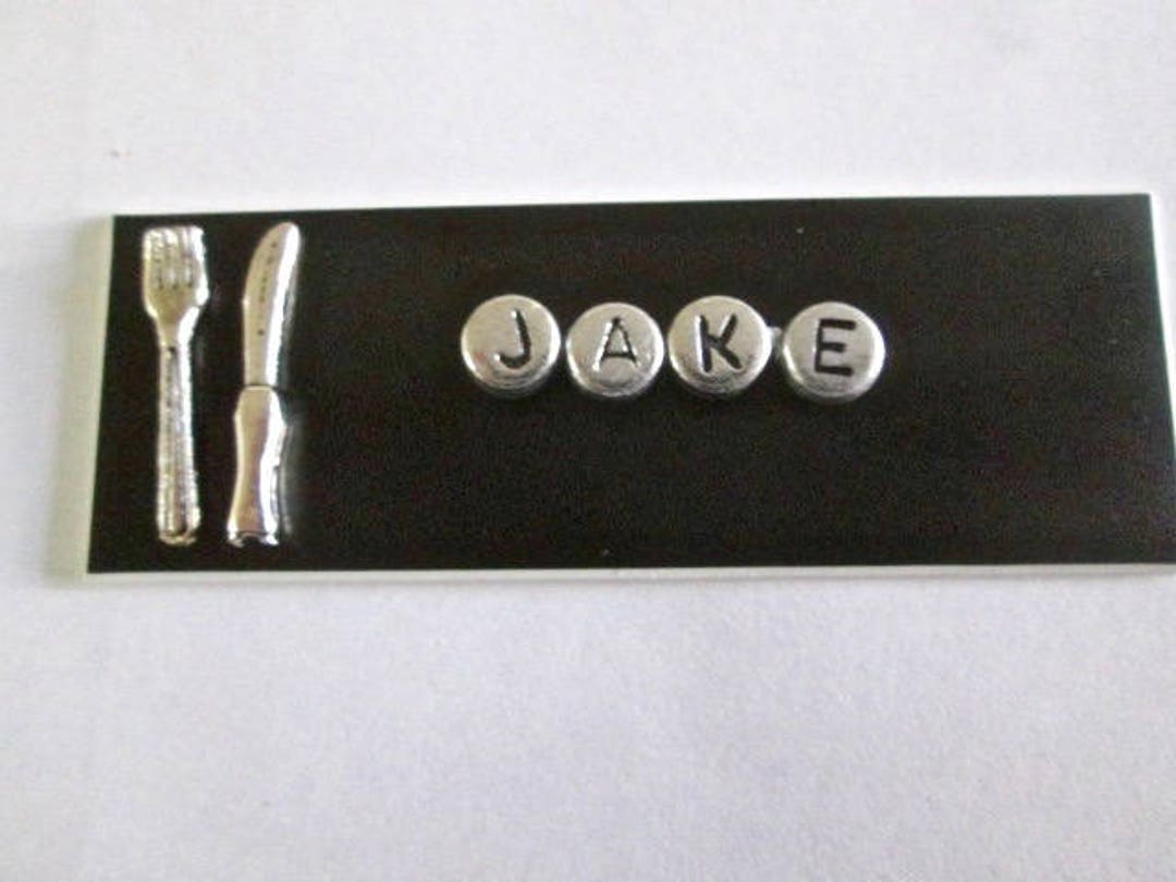 Name Tag ID Badge Custom Pin or Magnet Backing With Knife and Fork ...